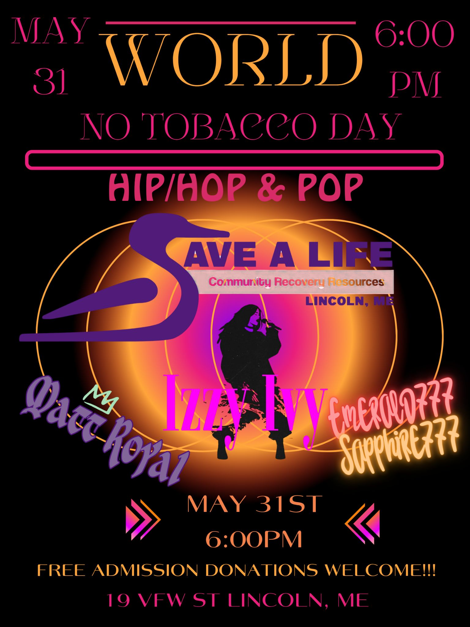 Save a Life Community Recovery Resources hosts World No Tobacco Day Hip ...